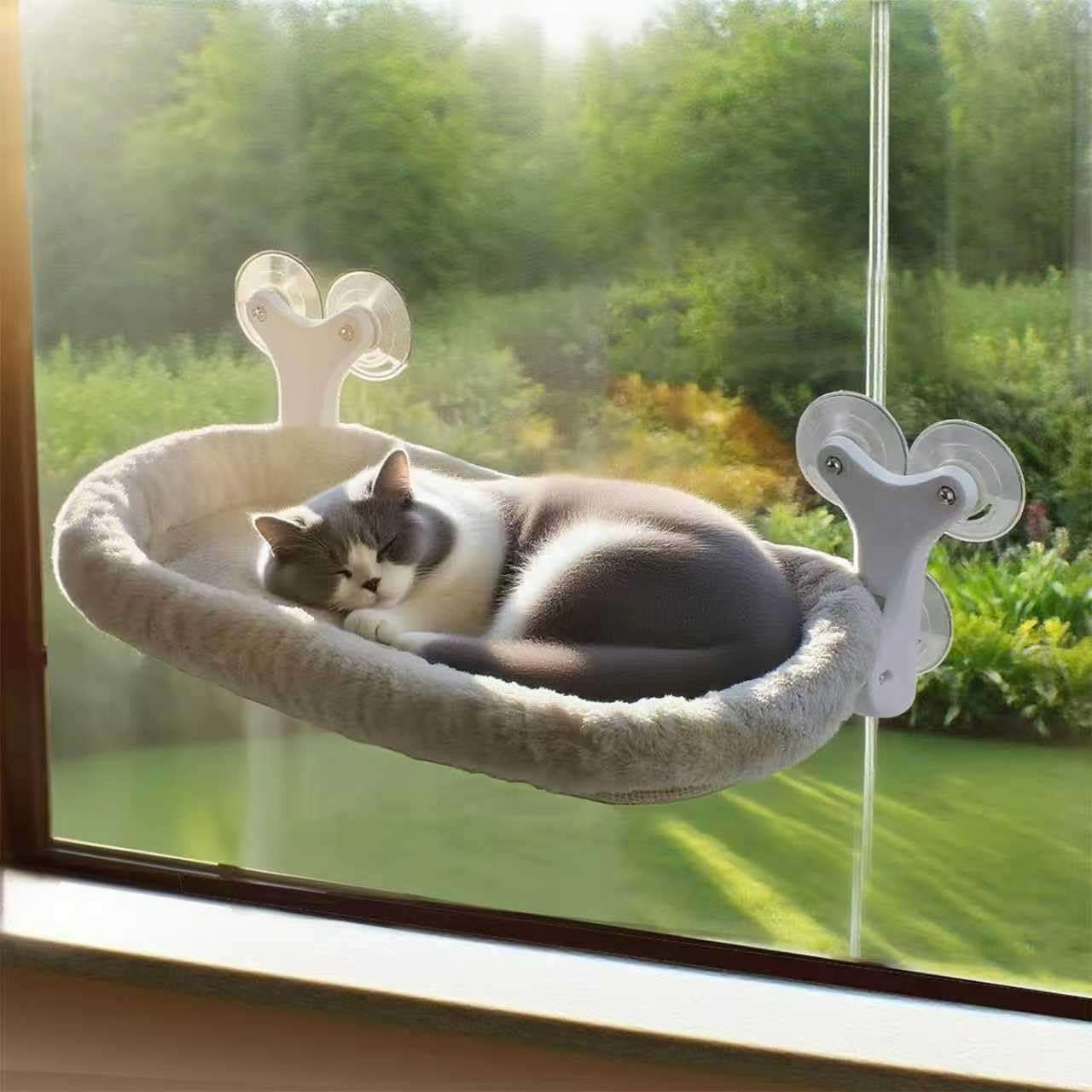 Cat Window Perch with 6 Strong Suction Cups,Mats That can be Switched ...