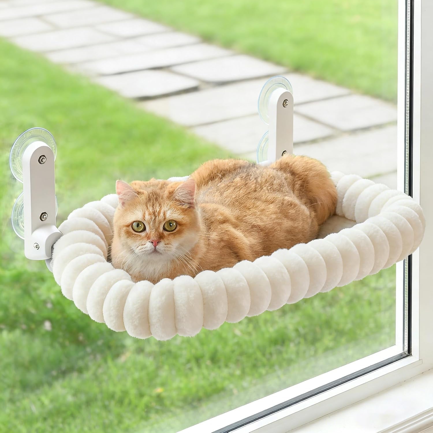 Cat Window Perch with Bolster, Cordless Foldable Cat Window Hammock ...