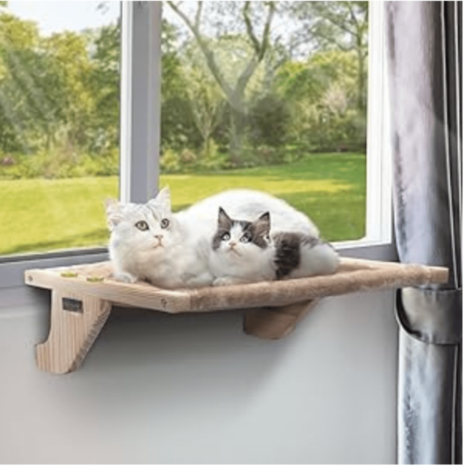 Cat Window Perch, Cat Hammock Window Seat with Solid Wood Support ...