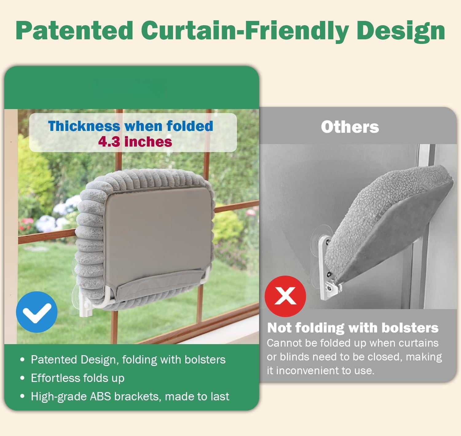 Cat Window Perch Foldable Medium (22.8"x15.7") Cream White - Walmart.com