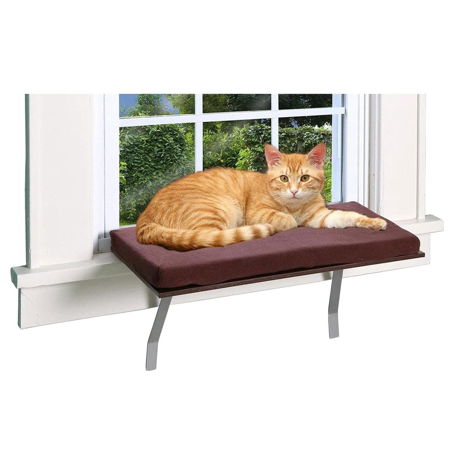 Cat Window Perch - Sunny Kitty Window Sill Shelf with Fleece Cushion ...