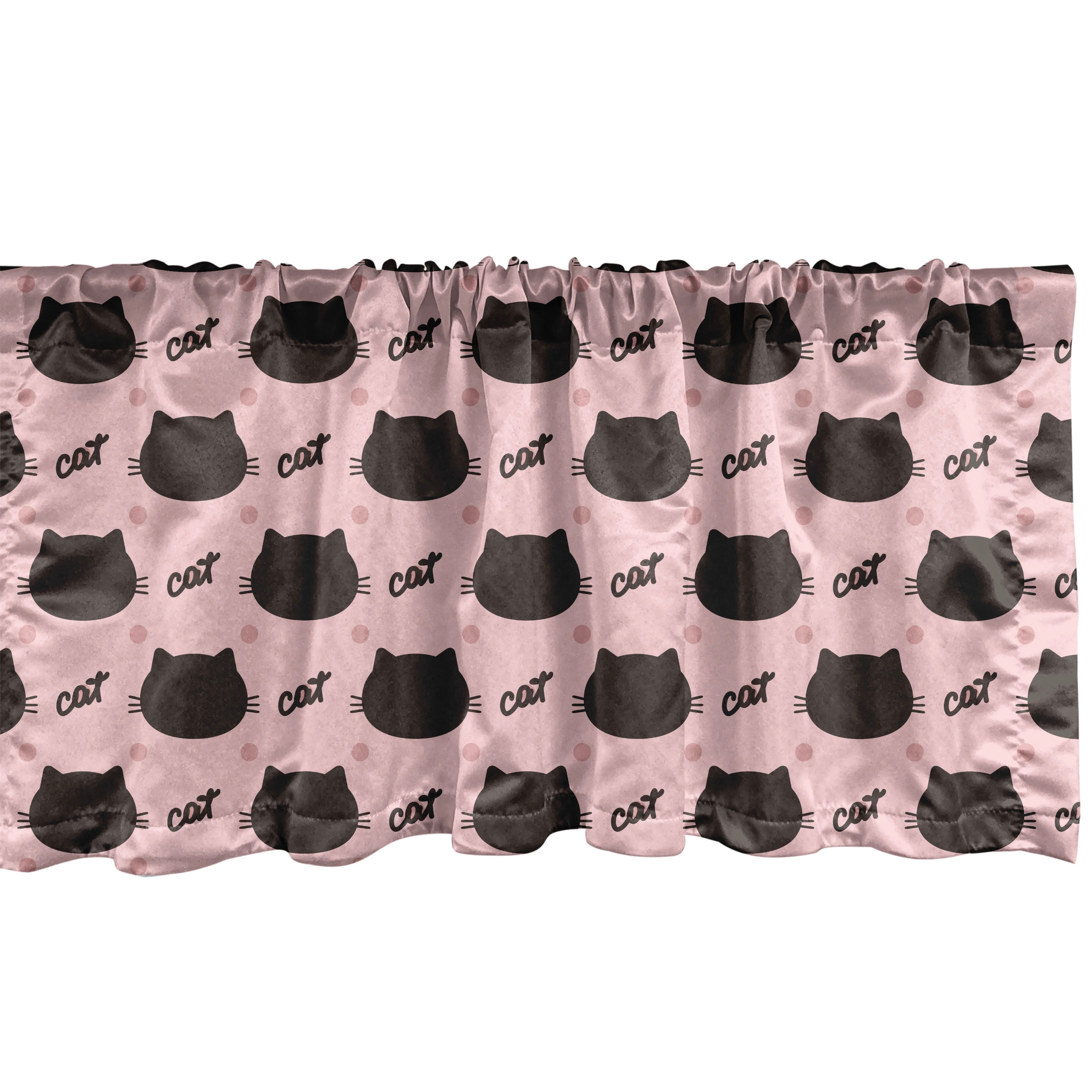 Ambesonne Cat Valance Pack of 2, Head Silhouettes Dots Kitten, 42"X18 ...