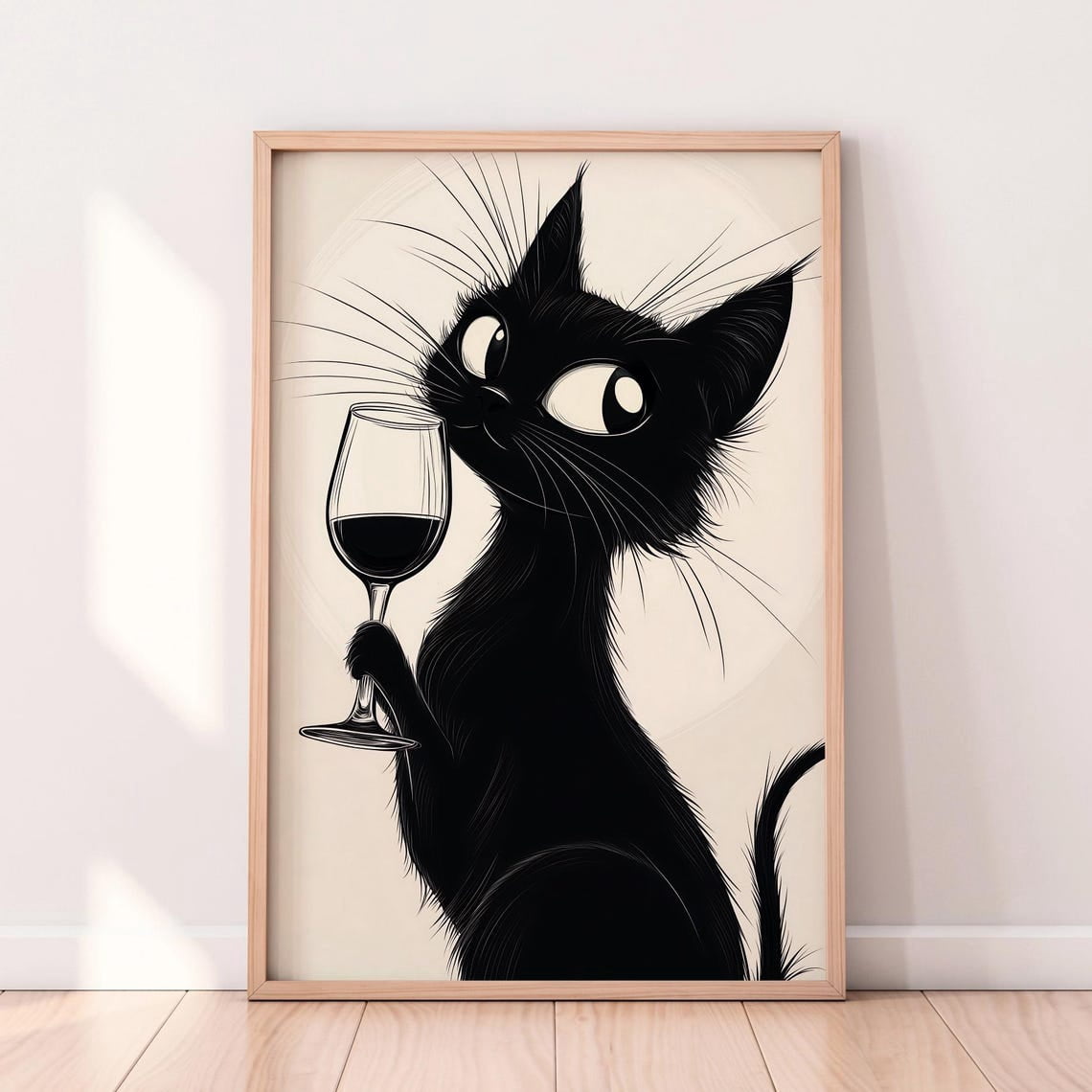 Cat With Wine Glass — Cute Wine Art Print, Funny Cat Wall Art, Wine ...