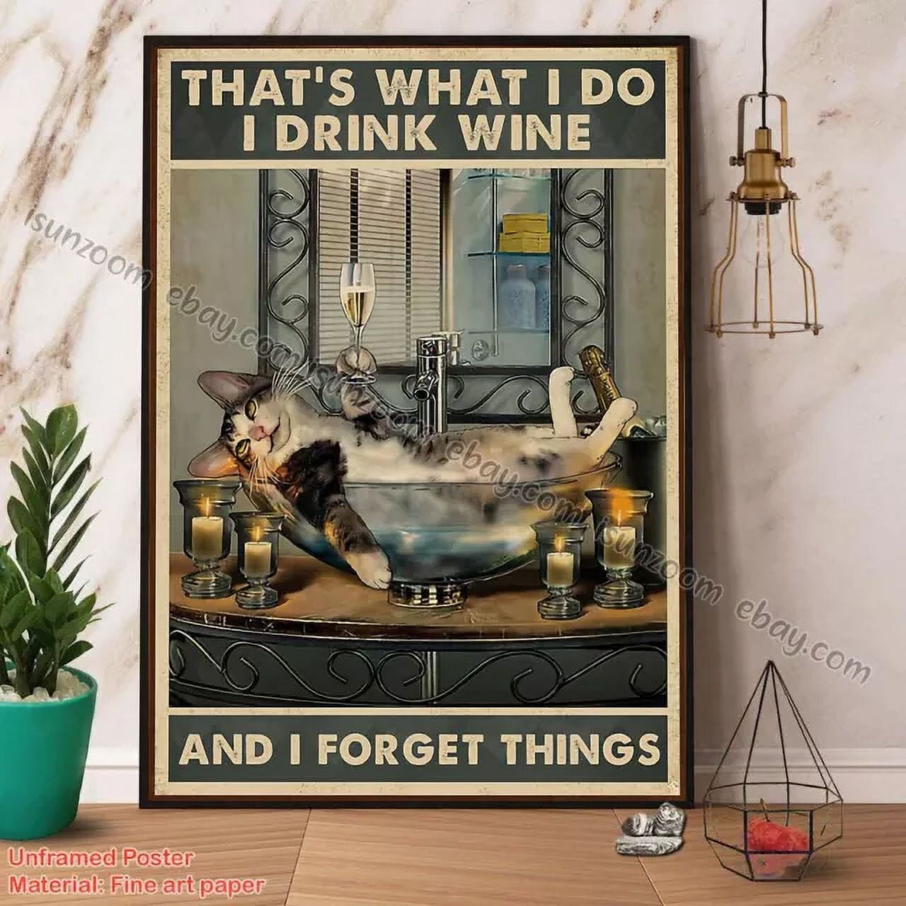 Cat & Wine That'S What I Do I Drink Wine Paper Poster No Wall Art Decor ...
