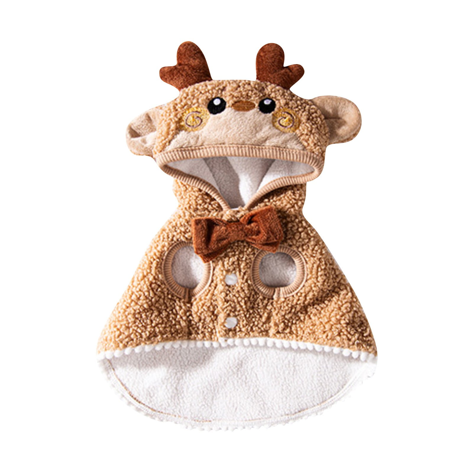 Cat Winter Christmas Warm Thickened Reindeer Cape Small Dog Funny Pet Clothing Luomi Brown ...