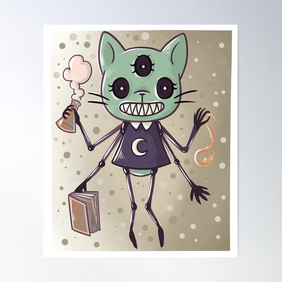 Cat Witch =^ ⋏ ^= Poster Wall Art, Modern Wall Decor For Living Room ...
