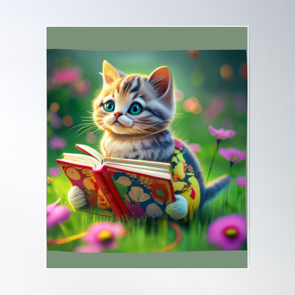 Cat With Book Cute Cat Reading Book Funny Gifts For Cat Lovers Funny ...