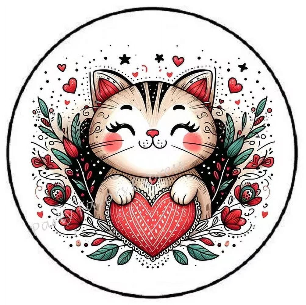 Cat With Heart Sticker Party Favors Sticker Envelope Seals Labels ...