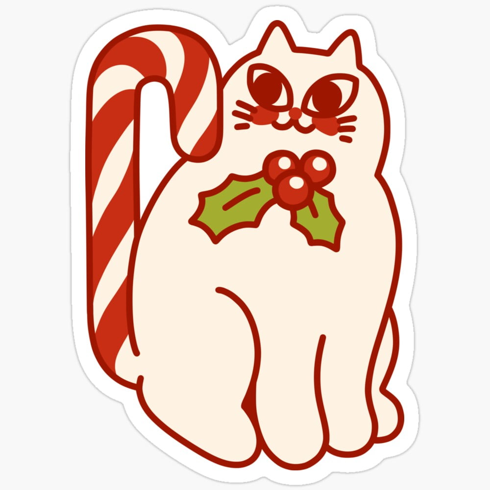 Cat With The Candy Cane Tail Sticker Phone Decal Water Bottle Stickers ...