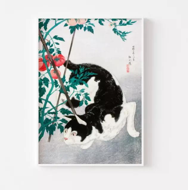 Cat With Tomato Plant Vintage Print - 1931 Hiroaki Takahashi - Walmart.com