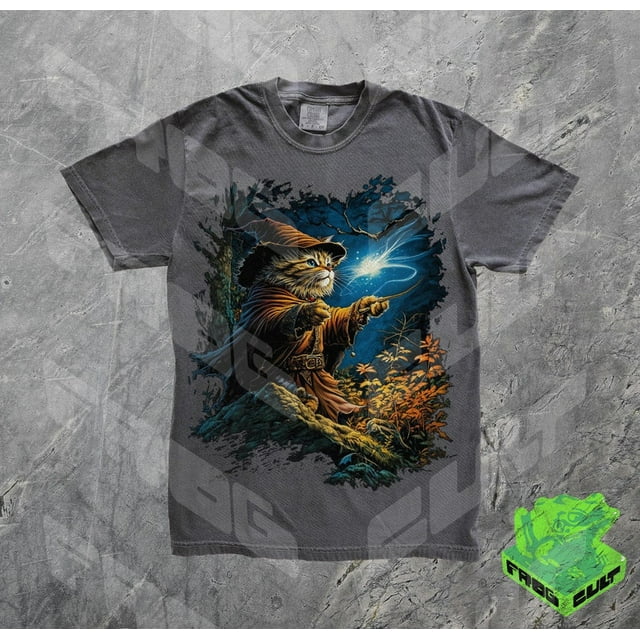 Cat Wizard 90s Graphic T-shirt – Cute Kitten Tee, Y2K Meme Shirt ...