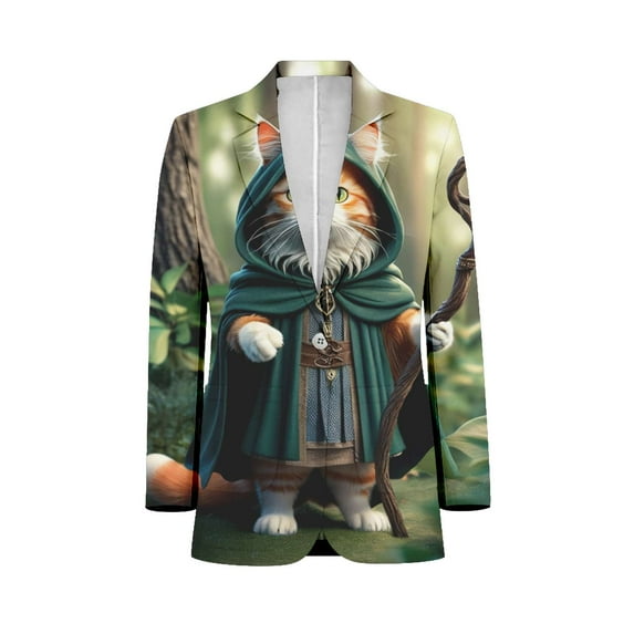 Cat Wizard Forest Adventure Customized Men's Suits full man Shawl ...