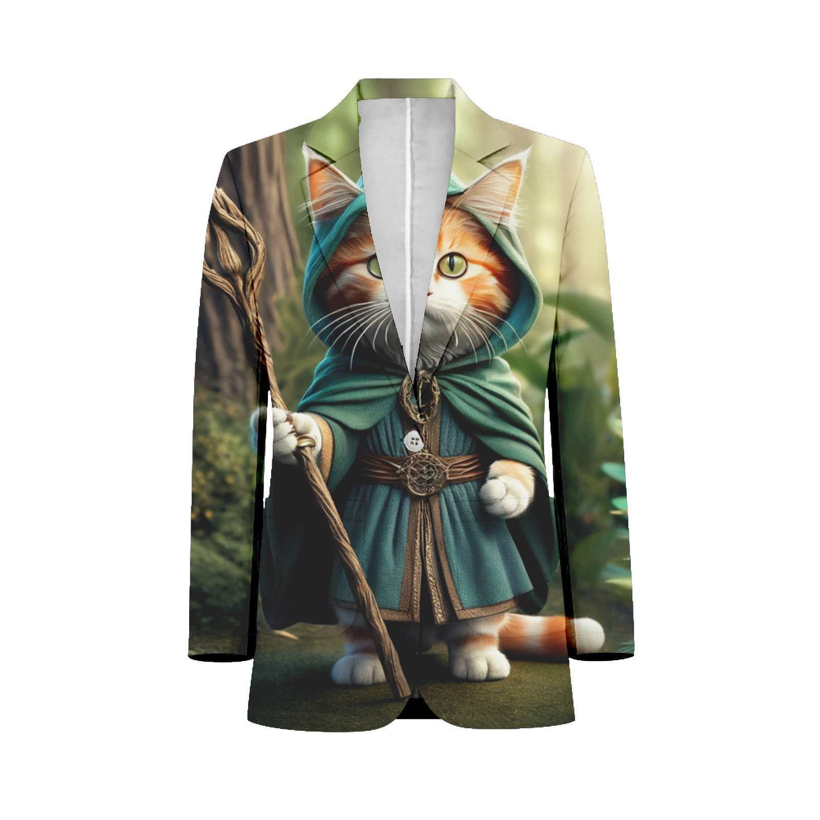 Cat Wizard Forest Adventure Customized Men's Suits full man Shawl ...