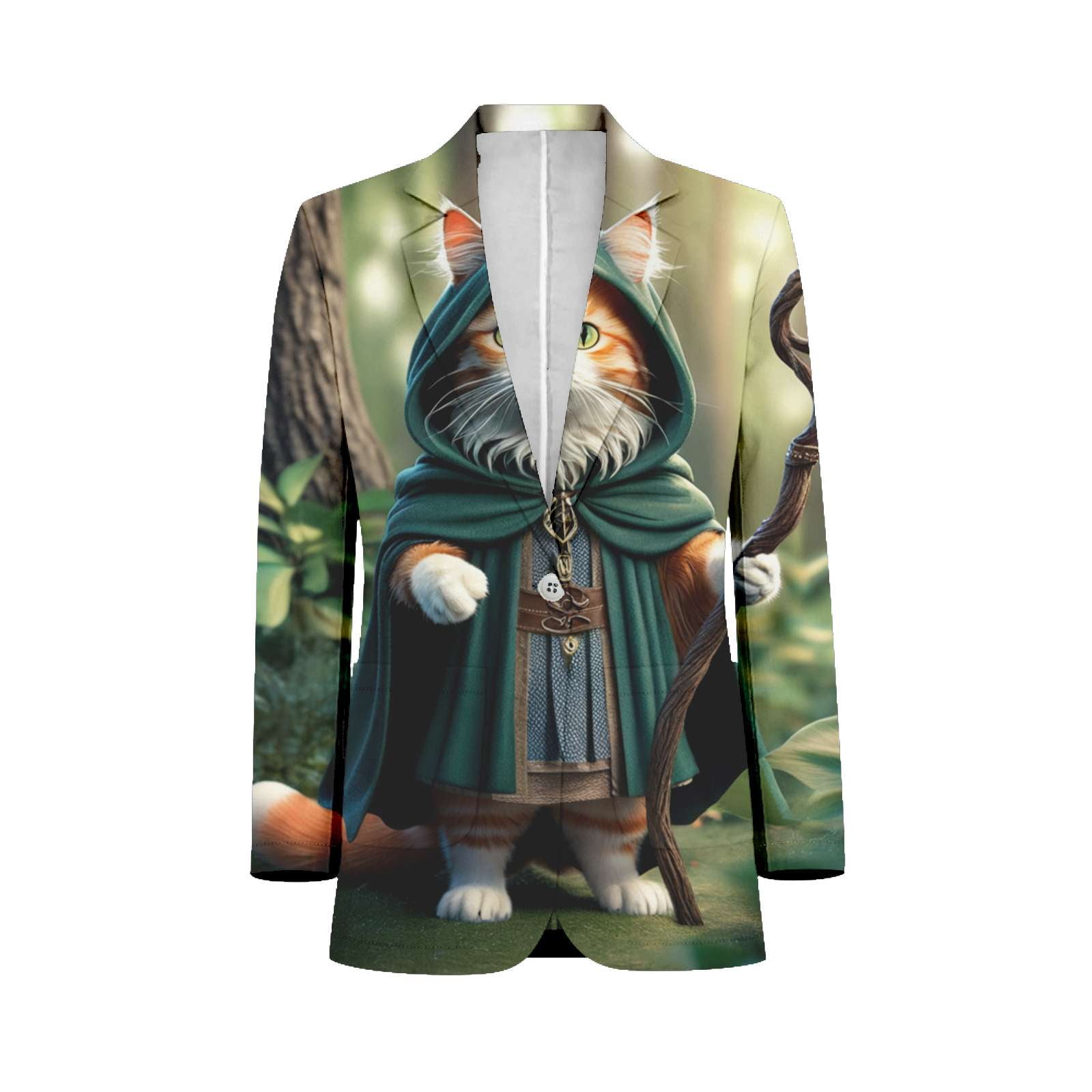 Cat Wizard Forest Adventure Mens Suits Shawl Collar Slim Fit Suit Mens ...