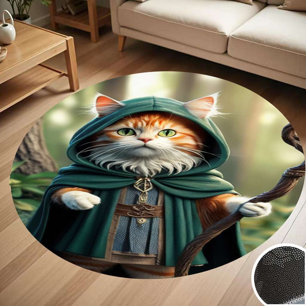 Cat Wizard Forest Adventure Round Carpet Living Room Bedroom Home ...