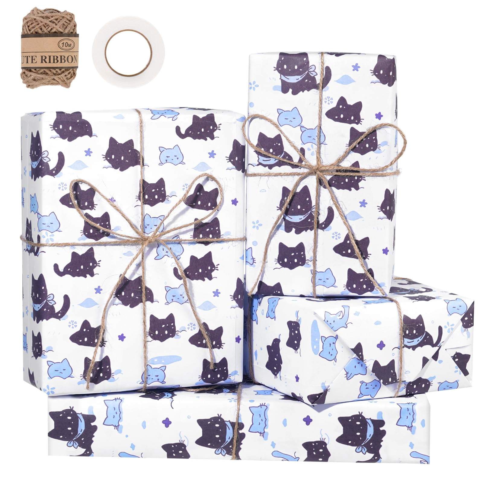 Cat Wrapping Paper AJH3 12 Sheets Black Cat Gift Birthday Wrapping ...