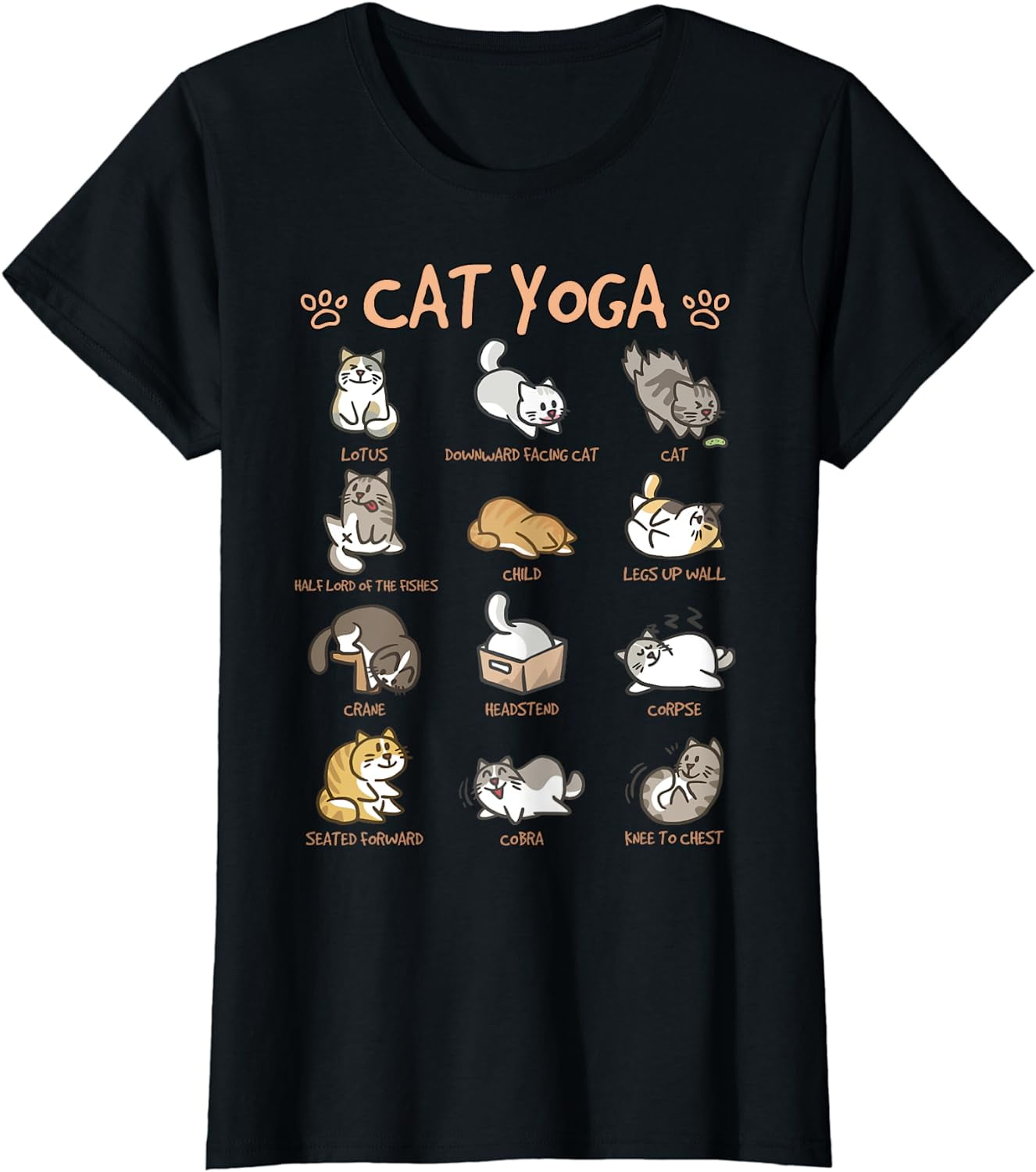 Cat Yoga Poses Cats Practicing Mindfulness Meditation Kitten T-Shirt ...