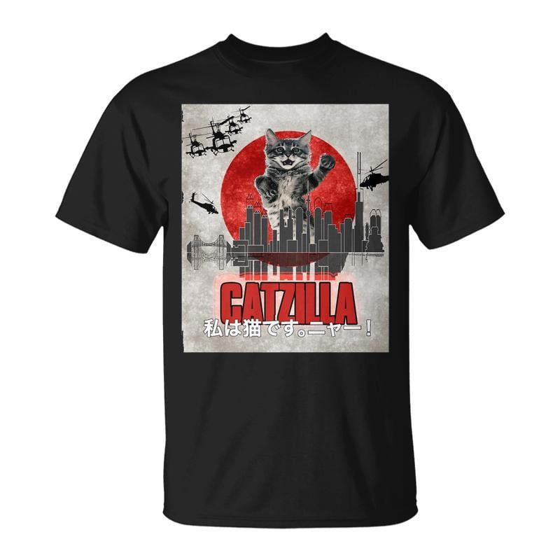 Cat Zilla Cute Kitten Over Tokyo T Catzilla T Men Women Tshirt Graphic ...
