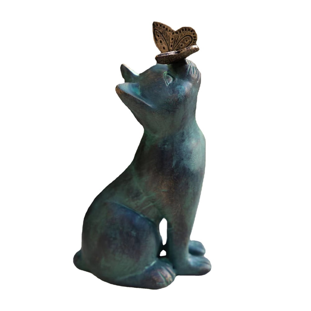 Polignac Cat Statue Outdoor Figurine, Resin Butterfly Decor for Garden ...