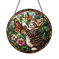 Cat and Butterfly Stained Glass Style Suncatcher – Floral Window Art ...