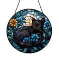 Cat and Delicate Flower Stained Glass Style Suncatcher – Round Window ...