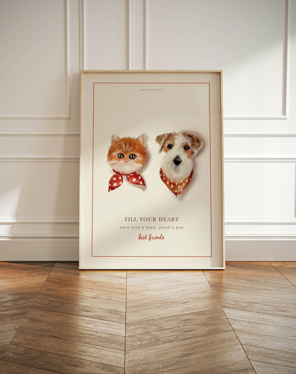 Cat and Dog Pet Friendship Home Wall Decoration, Unframed Paper Poster ...