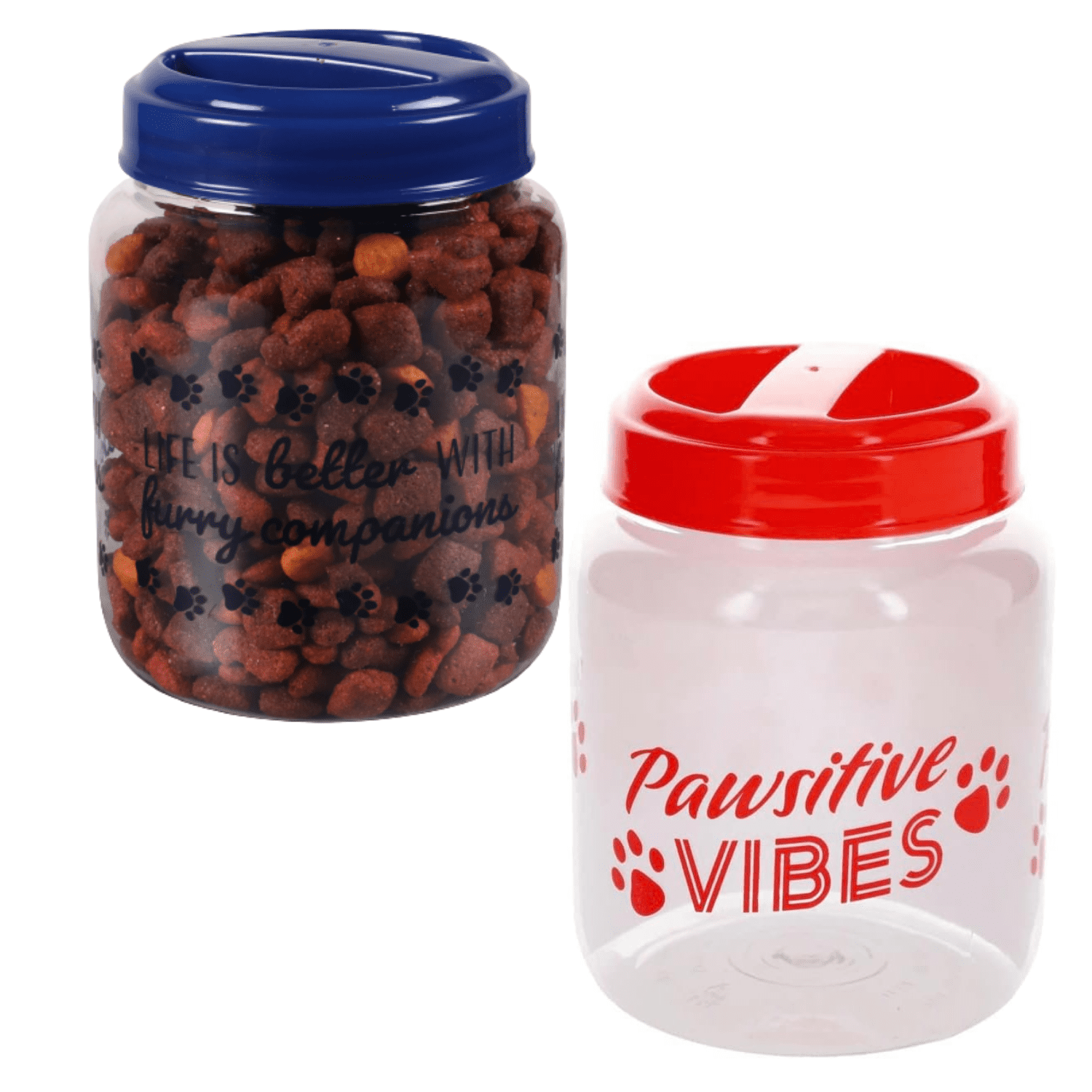 Cat and Dog Pet Treat & Food Storage Containers Canisters, Set of 2, 1 ...