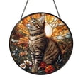 Cat and Flower Stained Glass Suncatcher Window Decor, Decorative Garden ...