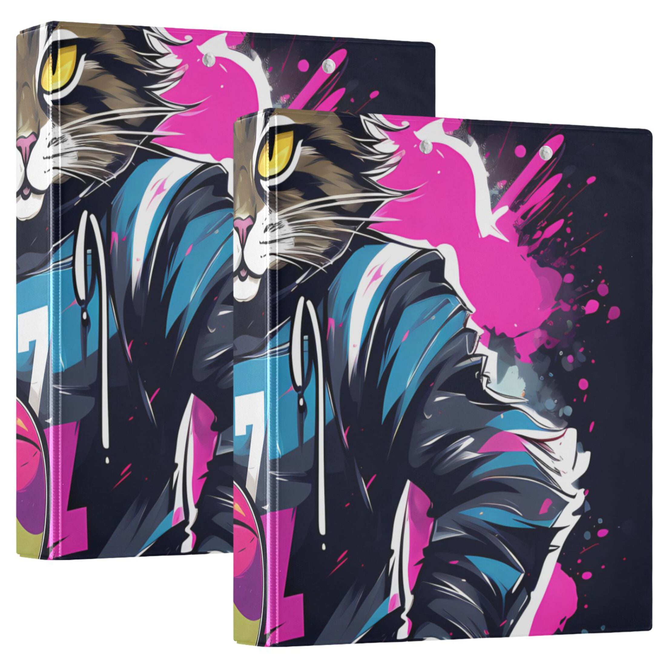 Cat and Football 3 Ring Binders 1.5 inch Hardcover File Folders with ...