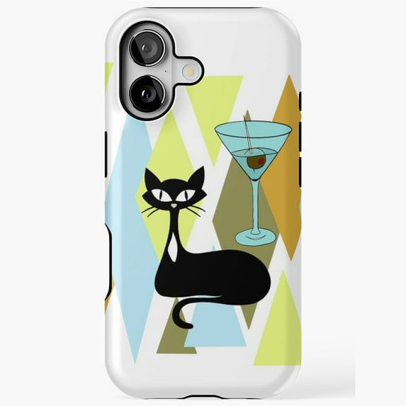 Cat and Martini Mid Century Retro Lounge Vintage Art Case with iPhone ...