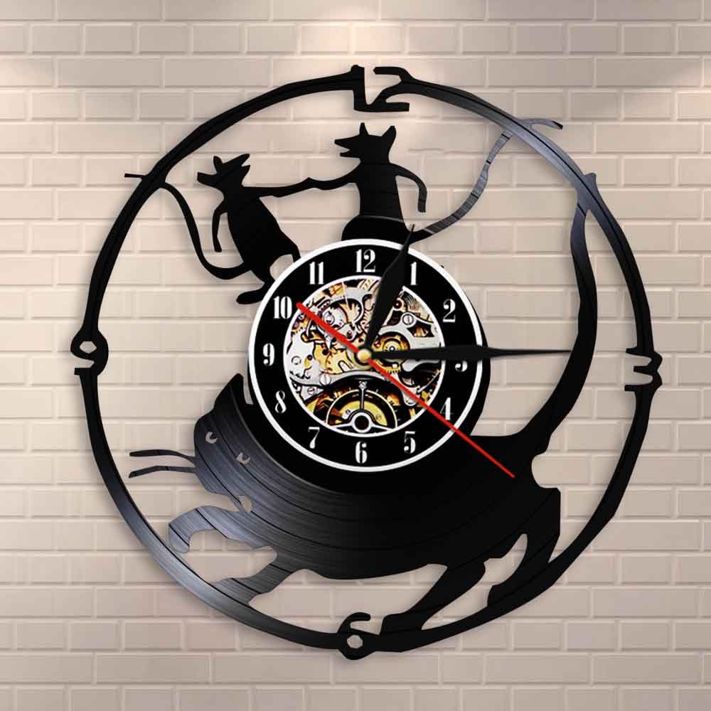 Cat and Mouse Game Home Decor Wall Clock Kitty and Mice Nursery Kid ...