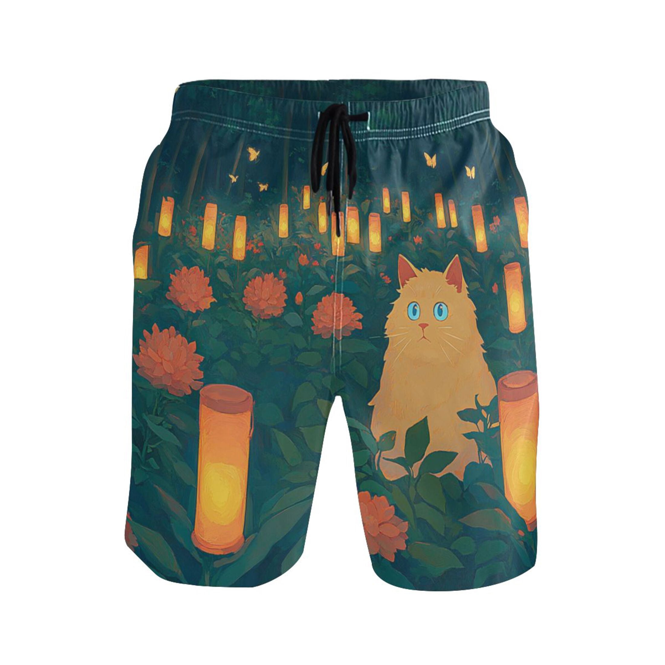 Cat and Night Mens Swim Trunks Quick Dry Board Shorts Breathable Fit ...