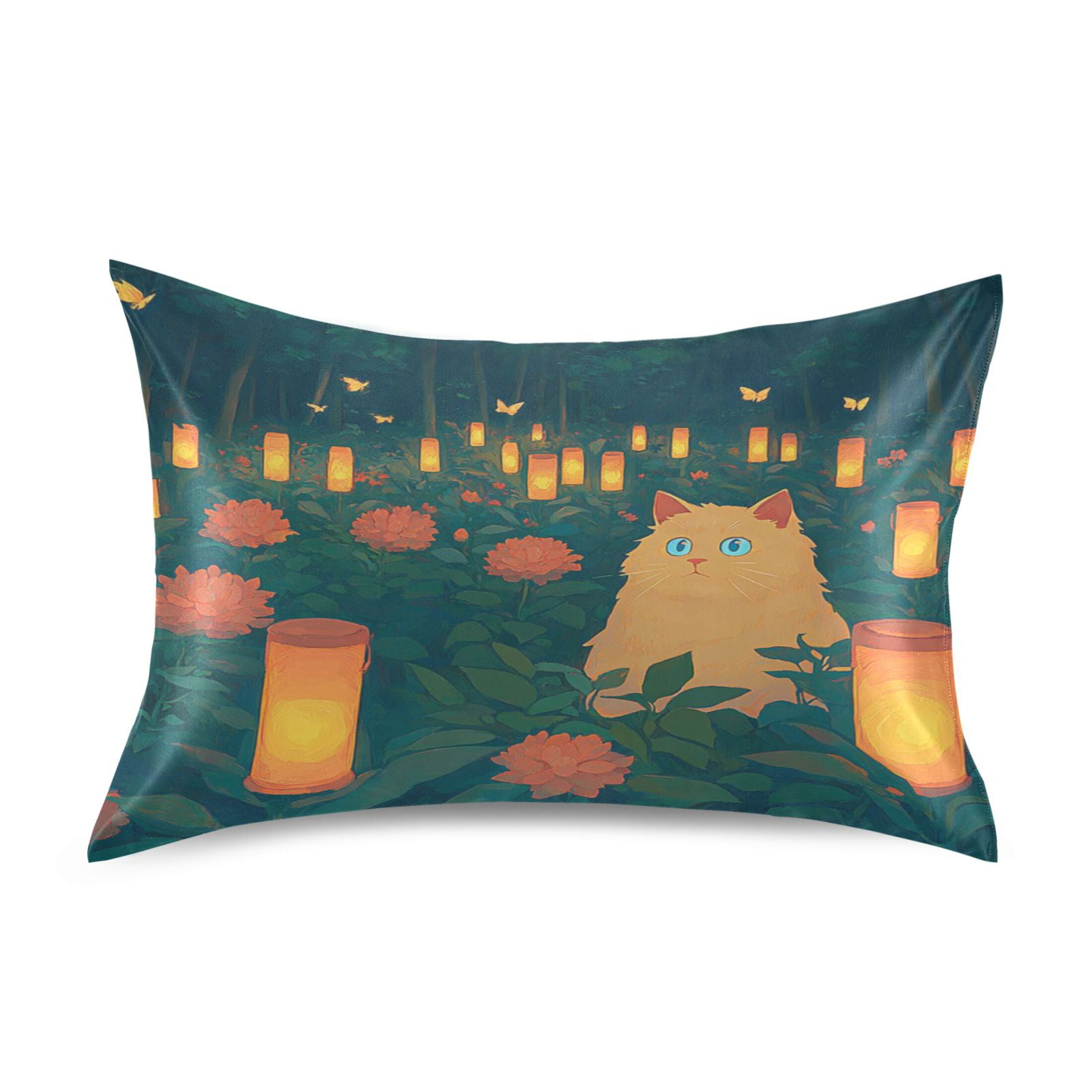Cat and Night Pillowcase Standard Size Luxury Silky Soft Wrinkle ...