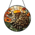Cat and Poppy Themed Stained Glass Style Suncatcher for Window Decor ...