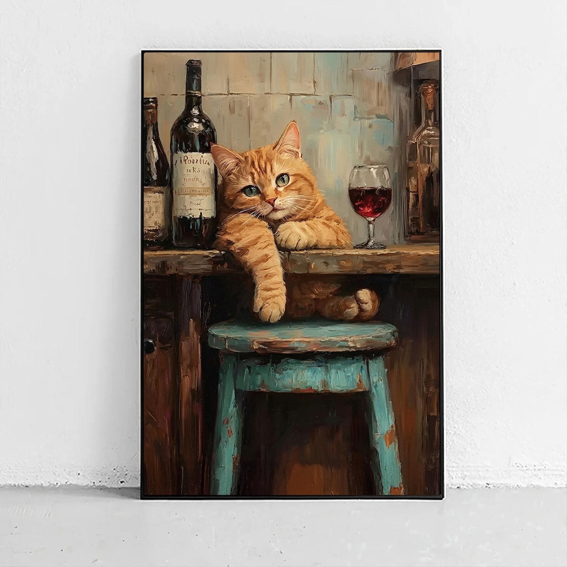 Cat and Wine Cozy Kitchen Art Poster Unframed Paper Print - Walmart.com