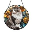 Cat and Yellow Flowers Stained Glass Style Window Hanging – Home Decor ...