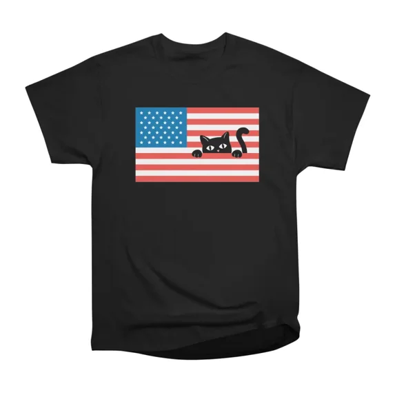 Cat and flag T-Shirt Tee Gift For Him Merch For Her Apparel For Friend ...