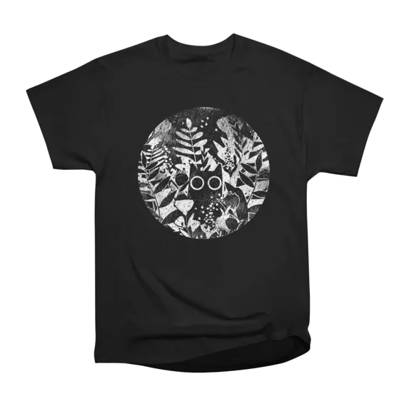 Cat and magical gardenblack white T-Shirt Tee Gift For Him Merch For ...