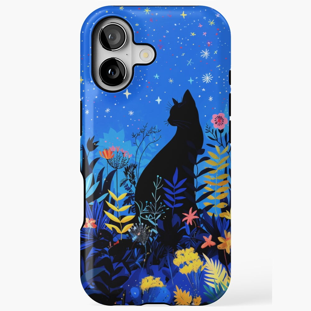 Cat at the Summer Night Whimsical Art Compatible Phone Case for iPhone ...