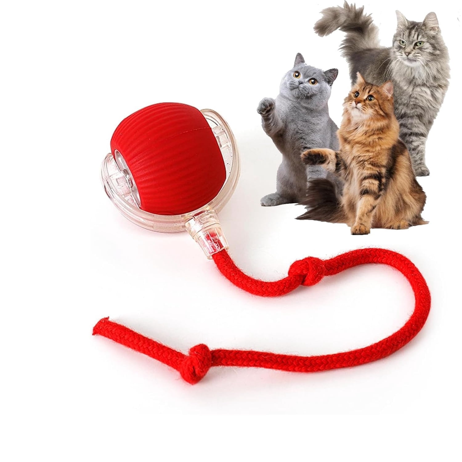 Cat ball with a tail rope, Electric self-rolling pet funny ball with ...
