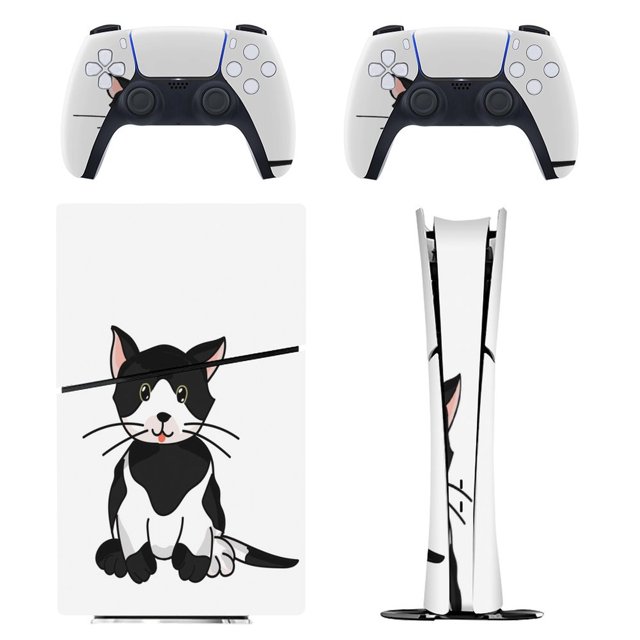 Cat，black & White PS5/PS5 Slim Digital Disc Skin Sticker For Console ...