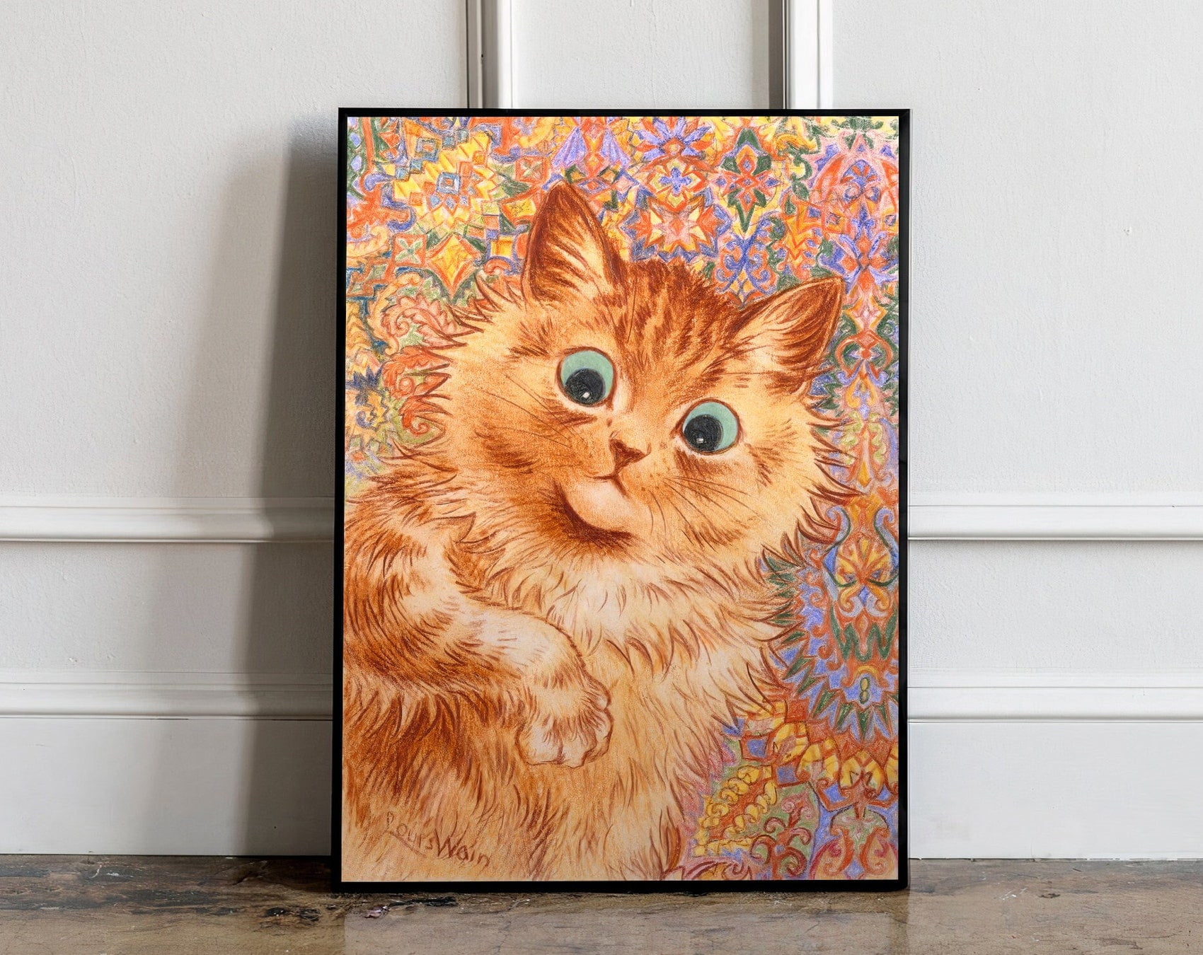 Cat by Louis Wain Art Print, Louis Wain poster, Cat wall decor, Animal ...