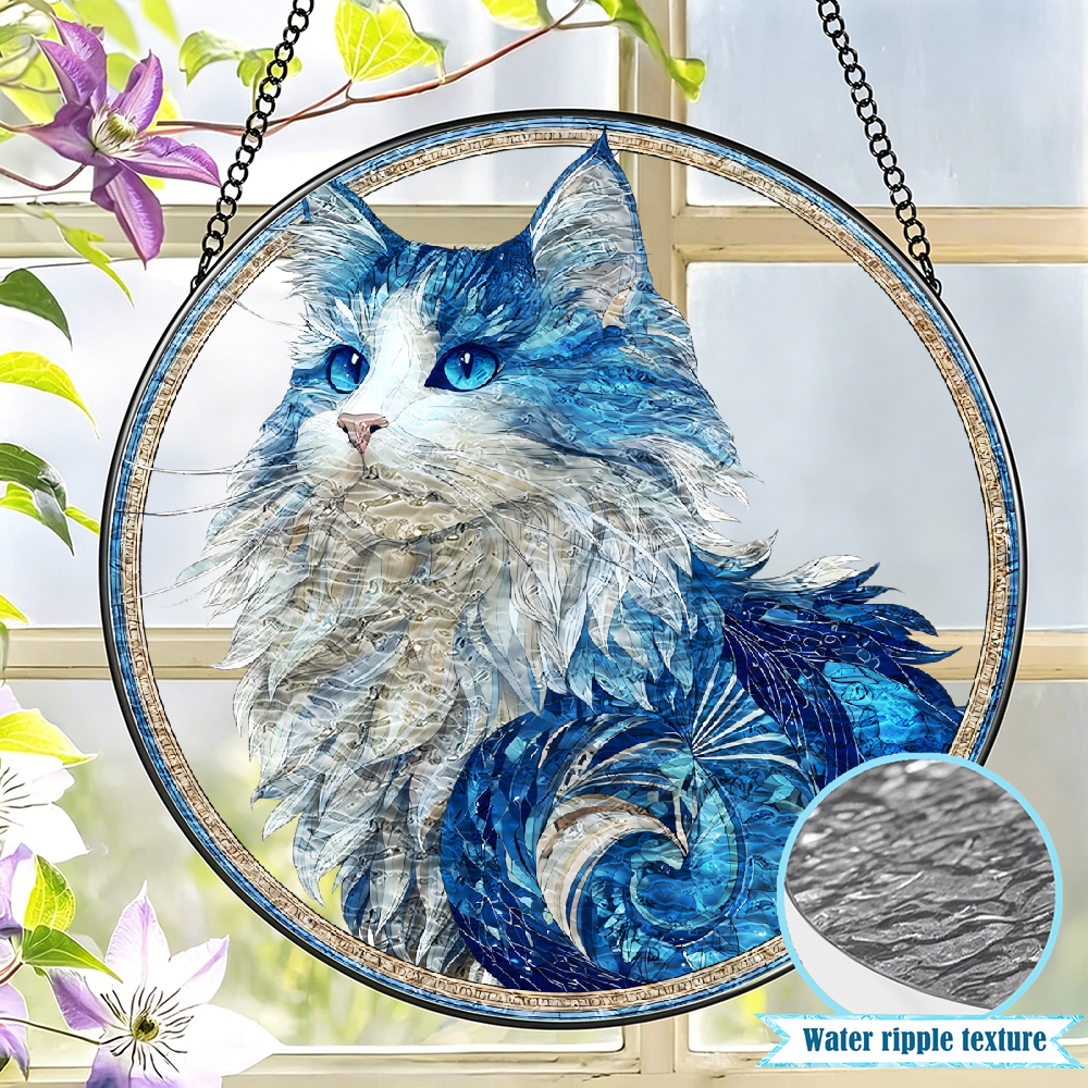 Cat cityscape blue white Stained Glass Design. Best Graduation Season ...