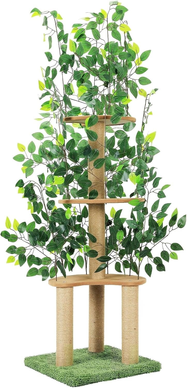 Cat climbing frame with leaves, indoor cat tower, suitable for cats to ...