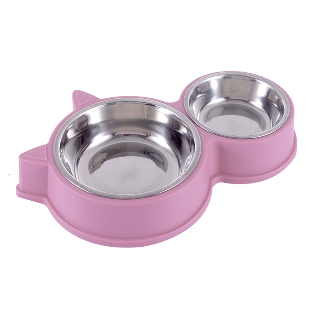 Cat ear size stainless steel double bowl dog bowl cat bowl anti ...