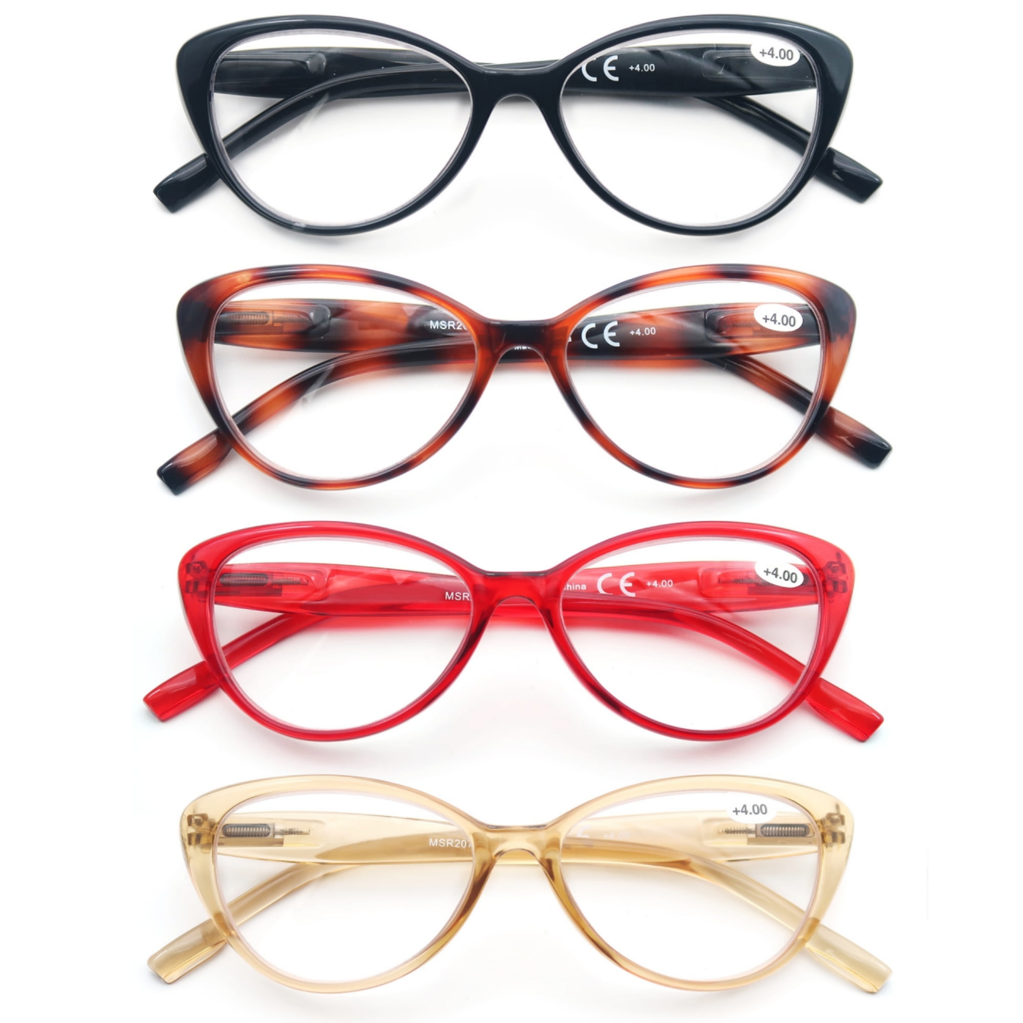 Cat eye Women Reading Glasses - 4 Pairs Ladies Readers Spring Hinges ...
