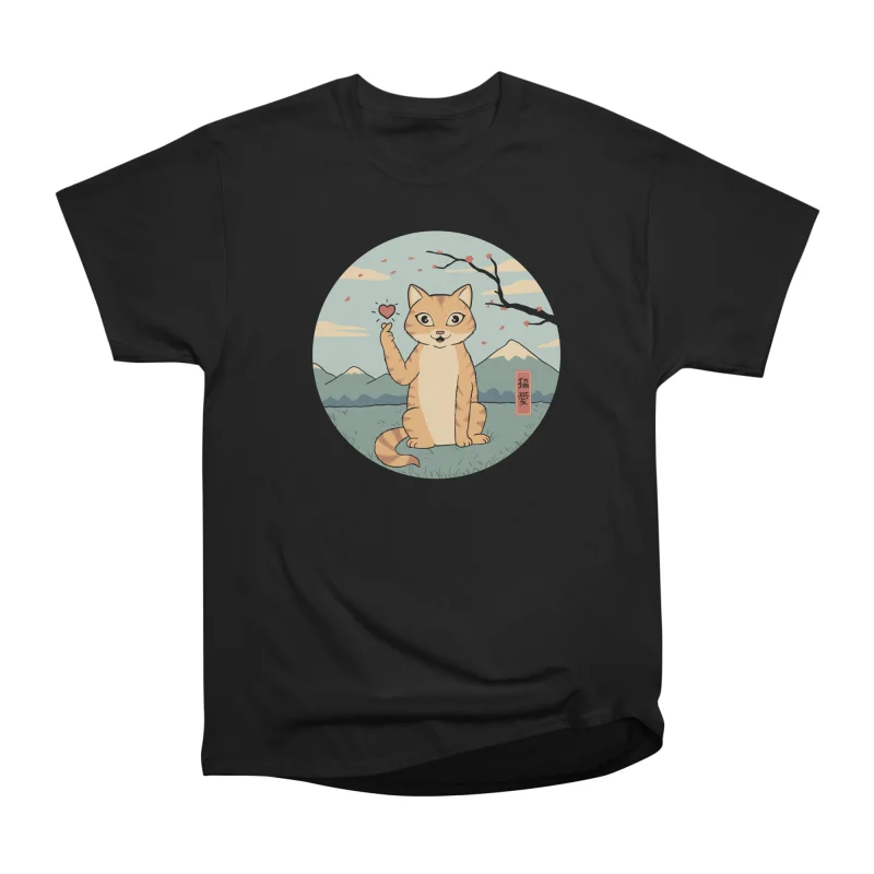 Cat finger heart symbol T-Shirt Tee Gift For Him Merch For Her Apparel ...