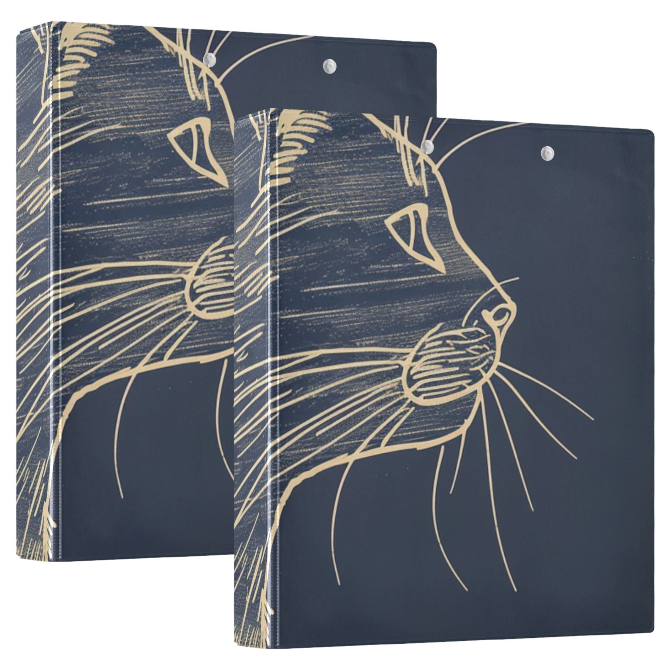 Cat in Blue 3 Ring Binders 1.5 inch Hardcover File Folders with ...
