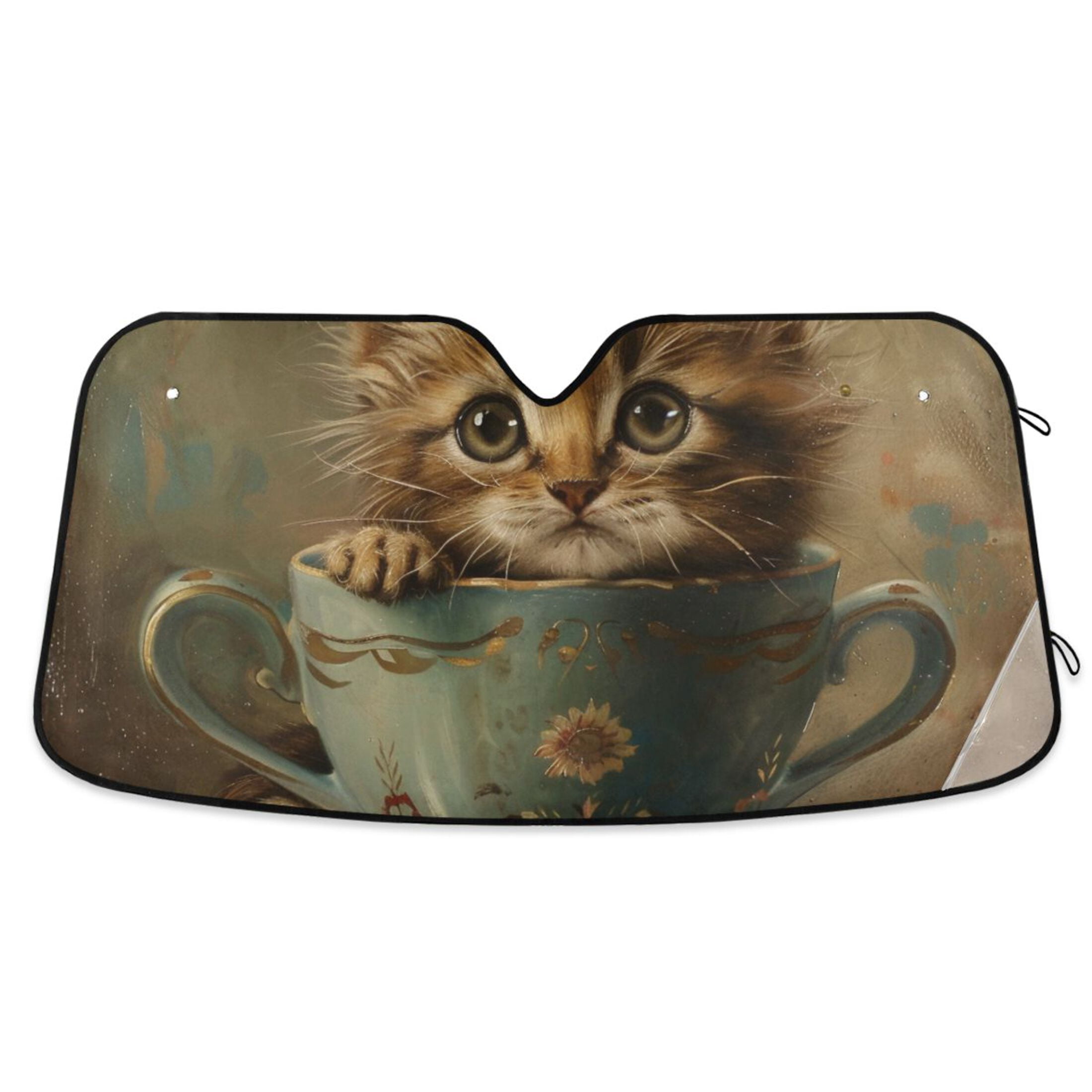 Cat in Cup Car Windshield Sun Shade Reflector Sunshade Foldable for ...