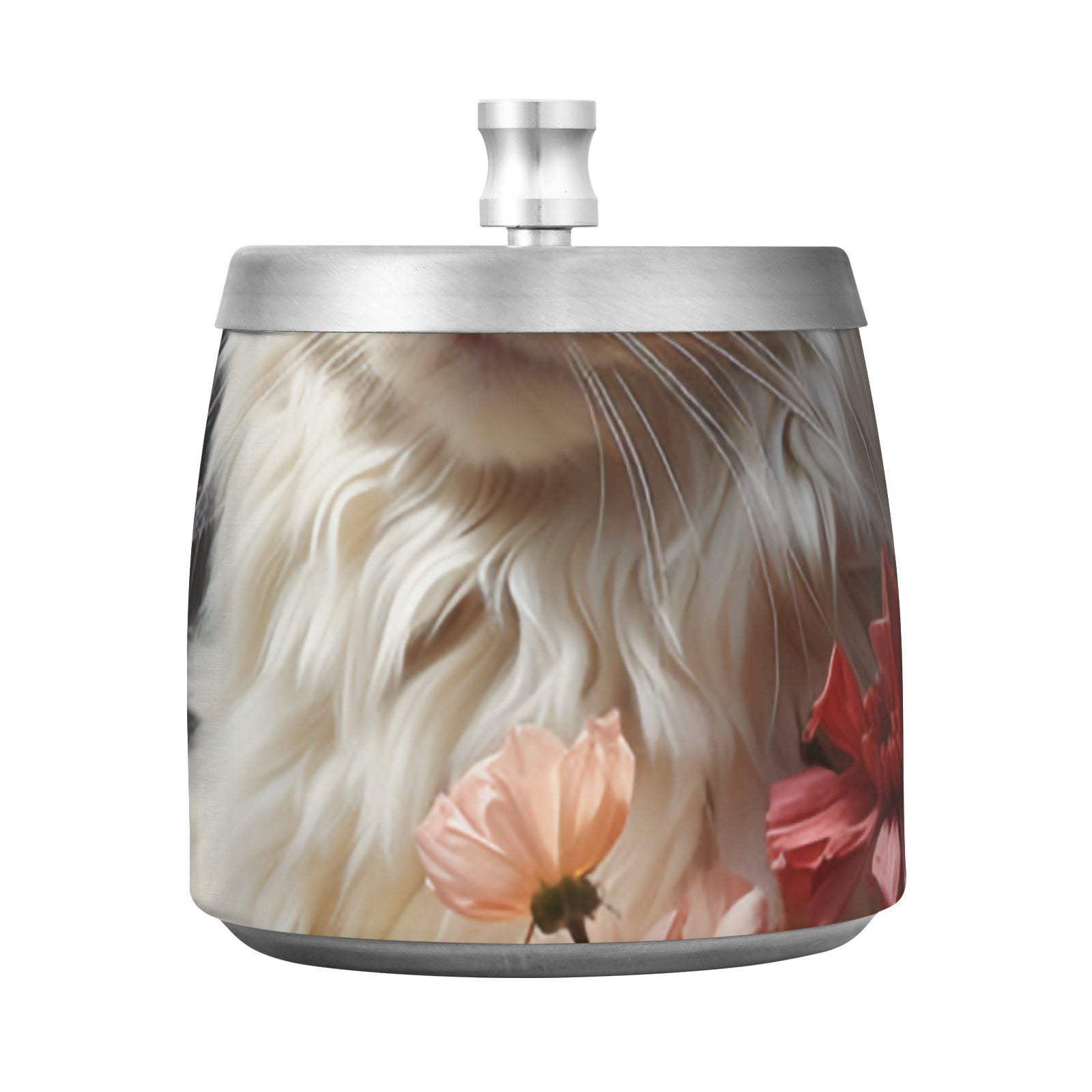 Cat in Flowers Ashtray with Lid Smell Proof Cigarette Ashtray Stainless ...